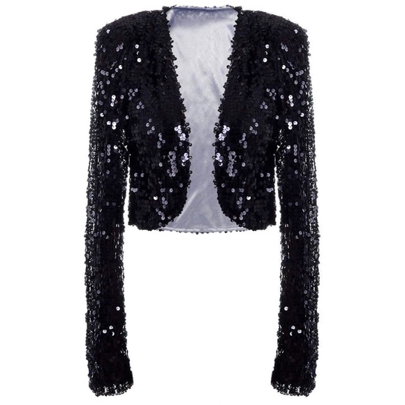 Jackets & Coats | Black Sequin Sparkly Crop Balero Blazer Jacket | Poshmark